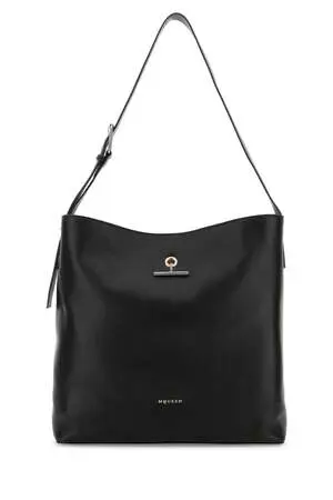 Alexander McQueen Leather Pendant Shopping Bag With Silver Tone Hardware - Black