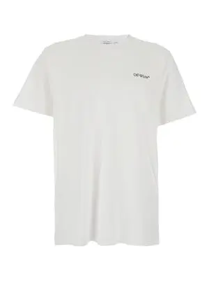 Off-White Cotton Crew Neck T-shirt With Front And Back Logo For - Multicolor