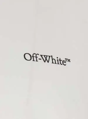 Off-White Cotton Crew Neck T-shirt With Front And Back Logo For