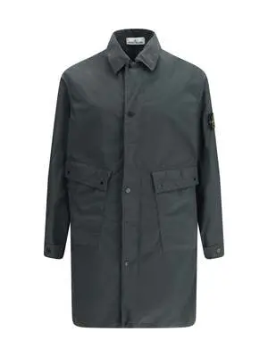 Stone Island Light Compact Touch Poly-tc Car Coat - Gray