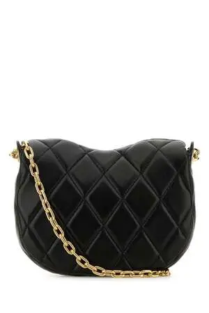 Burberry Quilted Lambskin Shoulder Bag With Chain Strap - Black