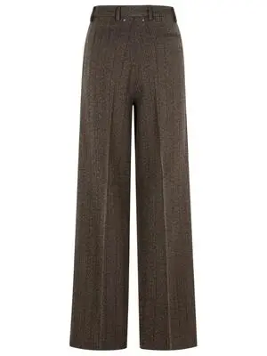 GOLDEN GOOSE Virgin Wool Pinstripe Wide Leg Trousers - Brown