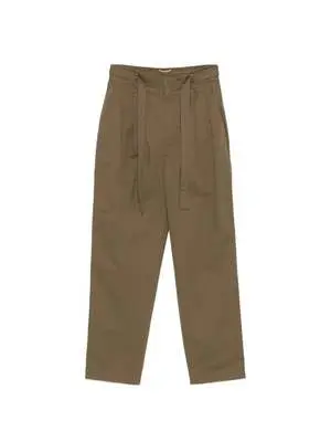 Saint Laurent High-waisted Belted Straight Leg Trousers - Brown