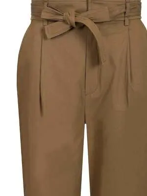 Saint Laurent High-waisted Belted Straight Leg Trousers - Brown