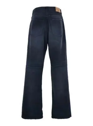 Balenciaga Wide-leg Faded Effect Denim Jeans With Logo Patch - Multicolor