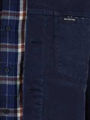 Balenciaga Cotton Double Layer Effect Jacket With Striped Motif