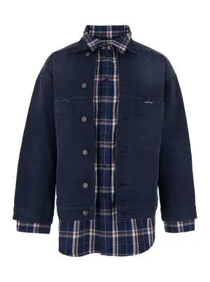 Balenciaga Cotton Double Layer Effect Jacket With Striped Motif - Multicolor