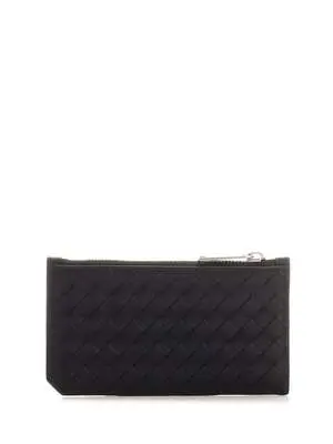Bottega Veneta Intrecciato Small Calfskin Card Holder - Black