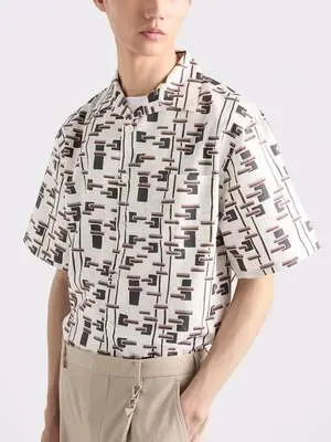 Prada Striped Cotton And Silk `bowling` Shirt