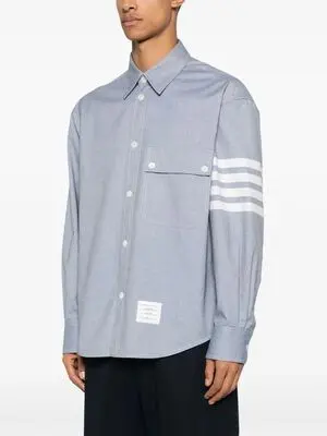 Thom Browne Flannel 4-bar Shirt - Blue