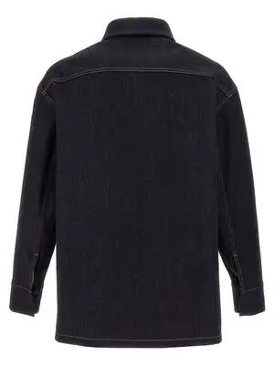 Fendi Denim Jacket With Ff Logo Embroidery - Blue