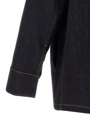 Fendi Denim Jacket With Ff Logo Embroidery - Blue