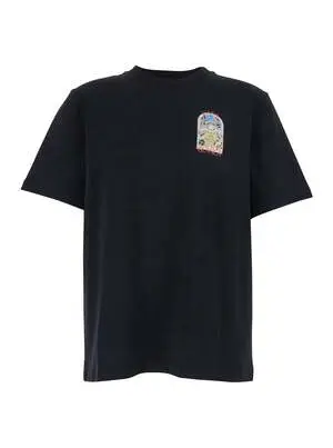 Casablanca Black T-shirt With Logo Detail On The Front And Maxi Logo On The Back In Cotton - Multicolor