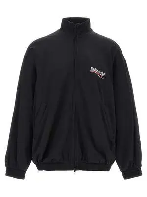Balenciaga Logo Embroidery Technical Fabric Sweatshirt - Black