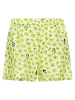 Versace Strawberry Garden' Print Silk Pajama Shorts - Multicolor