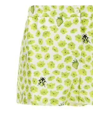 Versace Strawberry Garden' Print Silk Pajama Shorts - Multicolor