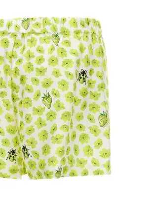 Versace Strawberry Garden' Print Silk Pajama Shorts - Multicolor