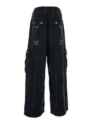 Balenciaga Black Cotton Cargo Pants With Applied Rings