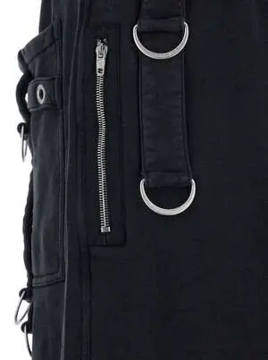 Balenciaga Black Cotton Cargo Pants With Applied Rings
