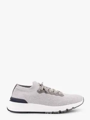 Brunello Cucinelli Low-top Cotton Knit And Leather Sneakers