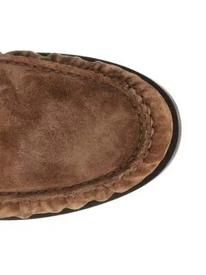 Saint Laurent Suede Loafers With Metal Cassandre Leather Sole