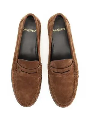 Saint Laurent Suede Loafers With Metal Cassandre Leather Sole