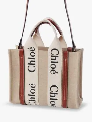 Chloé Woody Linen And Leather Tote Bag - Multicolor