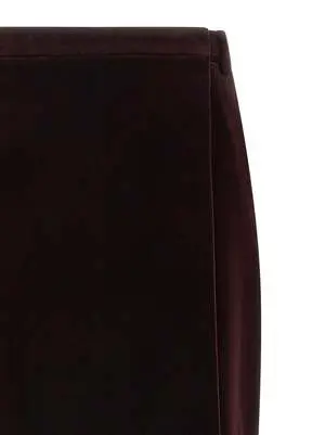 Saint Laurent Midi Velvet Skirt With Button Closure
