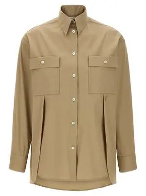 FERRAGAMO Paneled Cotton Blend Shirt - Cream