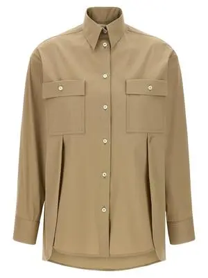FERRAGAMO Paneled Cotton Blend Shirt - Cream
