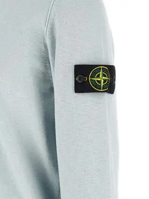 Stone Island 5100052 Fine Knit Cotton-nylon Blend Crew Neck Sweater - Blue