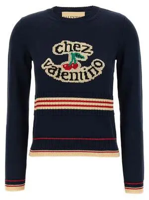 Valentino Garavani Chez Knitted Cotton Sweater - Blue