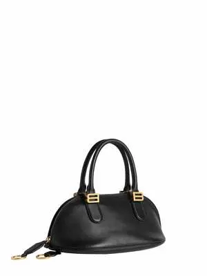 Balenciaga Mini Bowling Bag In Black Smooth Calf Leather - Multicolor