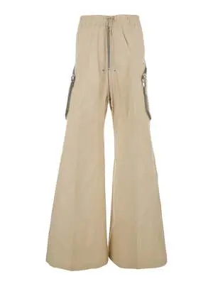 Rick Owens Beige Cotton High-waisted Zip Pocket Trousers - Multicolor