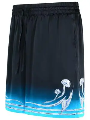 Casablanca Silk Bermuda Shorts With 'blades' Pattern - Black