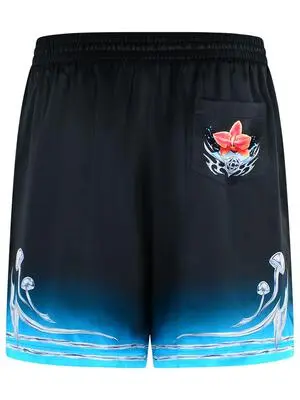 Casablanca Silk Bermuda Shorts With 'blades' Pattern - Black