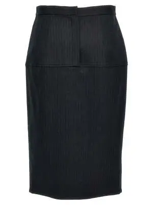 Fendi Pinstriped Wool Sheath Skirt