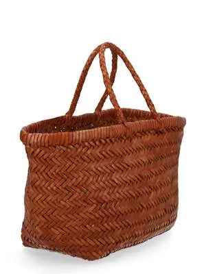 Dragon Diffusion Triple Jump Small Woven Leather Tote Bag - Brown