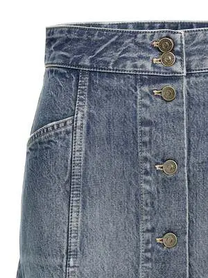 Valentino Garavani Denim Mini Skirt With Trim Detail