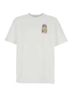 Casablanca White T-shirt With Logo Detail On The Front And Maxi Logo On The Back In Cotton