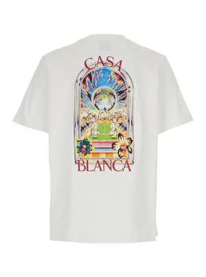 Casablanca White T-shirt With Logo Detail On The Front And Maxi Logo On The Back In Cotton