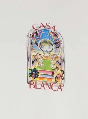 Casablanca White T-shirt With Logo Detail On The Front And Maxi Logo On The Back In Cotton
