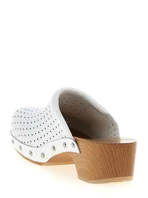 Balenciaga X Scholl Perforated Calf Leather Clogs - White