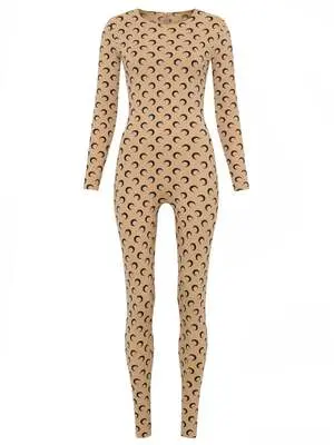 MARINE SERRE Moon Print Slim Fit Jumpsuit - Cream