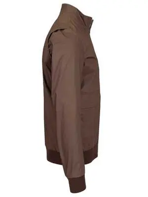 Herno Stretch Cotton Bomber Jacket With High Collar And Zip Fastening - Brown