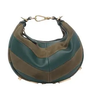 Fendi Mini Hobo Bag With Appliqué And Gold-tone Hardware - Green