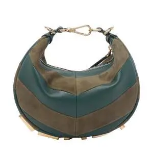 Fendi Mini Hobo Bag With Appliqué And Gold-tone Hardware - Green