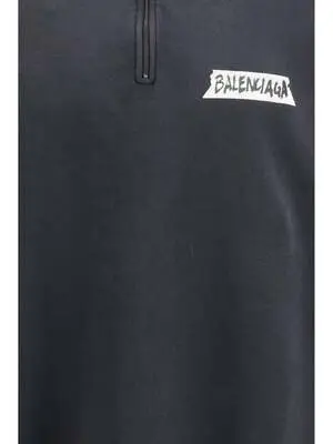Balenciaga Distressed Zipped Sweatshirt With Stand Collar