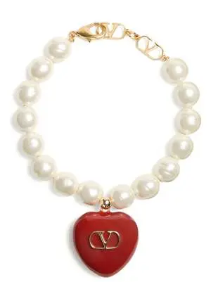 Valentino Garavani Coeur Royal Bracelet With Vlogo Signature - Red