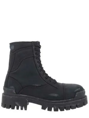 Balenciaga Cotton Combat Boots - Black